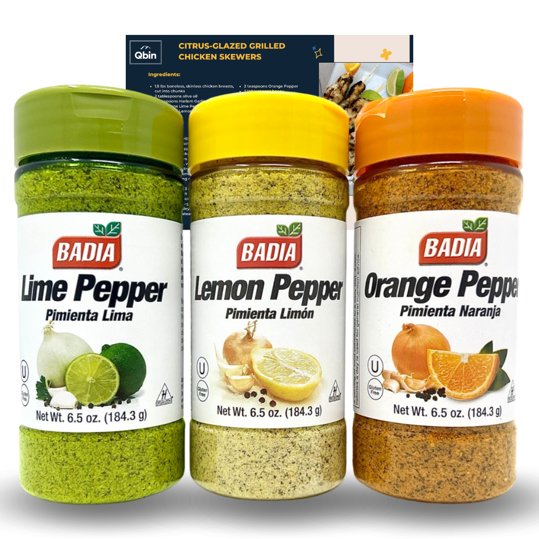 Badia Citrus Pepper Bundle - Lemon Pepper 6.5 Oz, Orange Pepper 6.5 Oz ...
