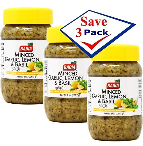 Badia Minced Garlic Lemon and Basil 8oz Pack of3 – QbinFresh