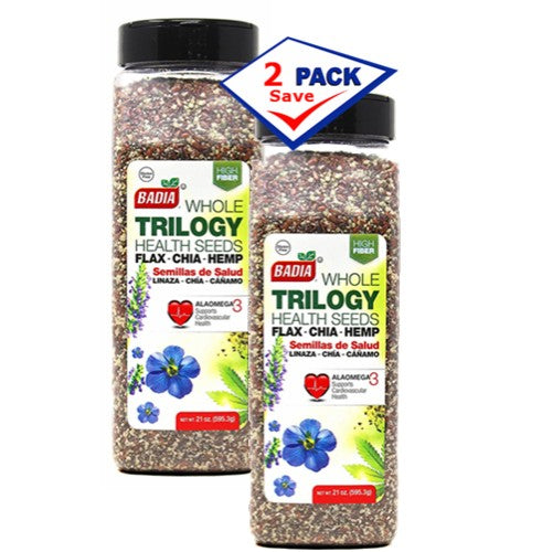 Badia Whole Trilogy Heatlh Seed 21 oz Flax Chia Hemp Pack of 2 – QbinFresh