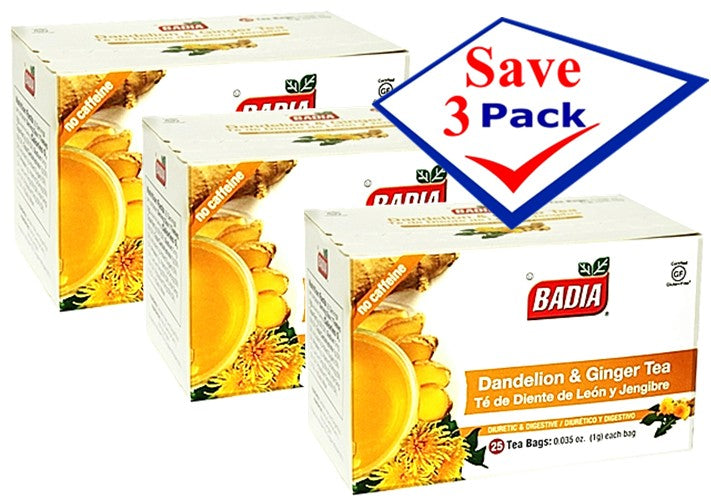 Badia Dandelion Ginger Tea 25 Bags, Pack of 3 – CubanFoodMarket