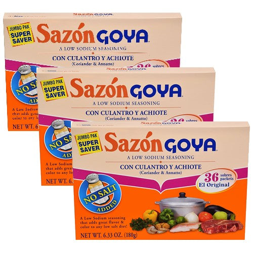 Sazon Goya Low Sodium Seasoning with Coriander & Annatto 6.33 oz Jumbo ...
