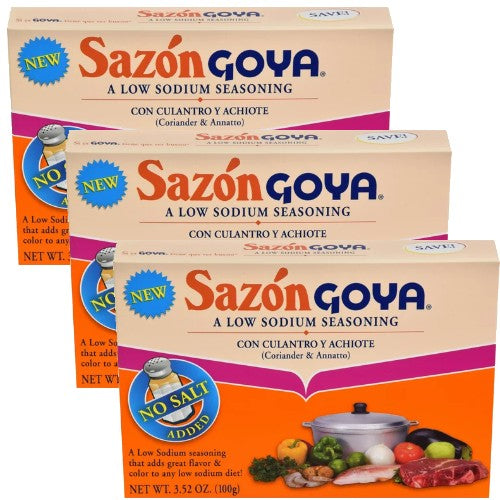 Sazon Goya Low Sodium Seasoning with Coriander & Annatto 3.52 oz Pack ...